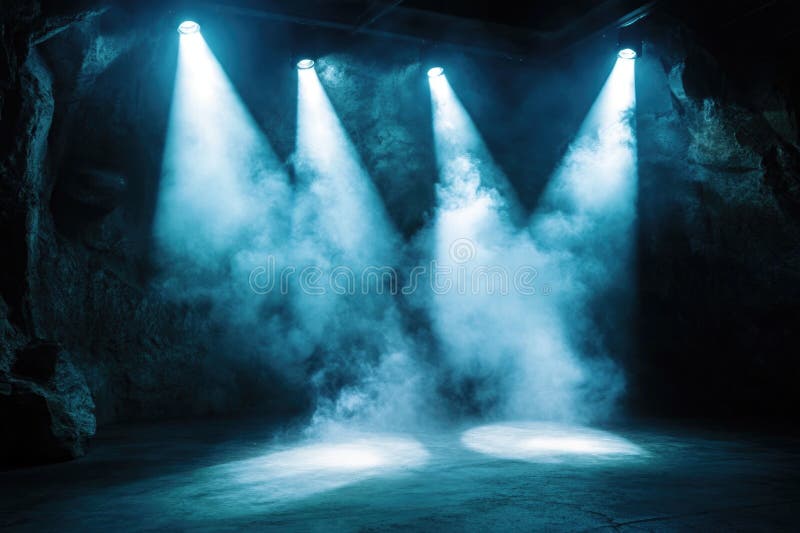Stage with Three Spotlights Stock Image - Image of haze, theater: 380141619