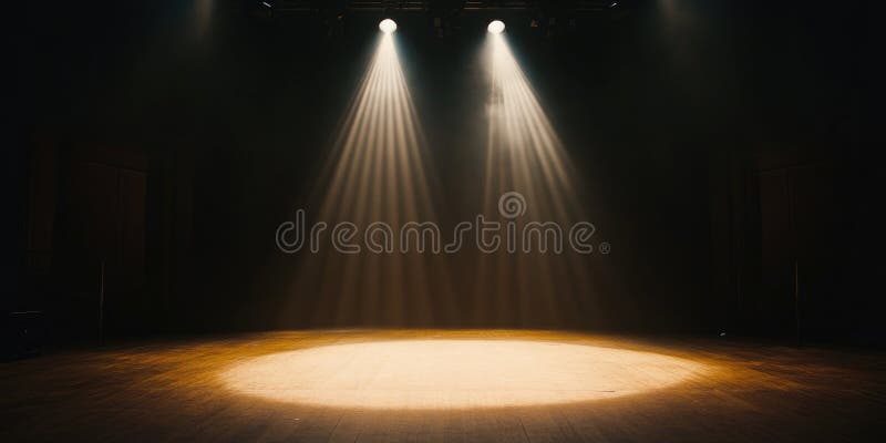 Stage with Two Spotlights Shining on it Stock Image - Image of concert ...