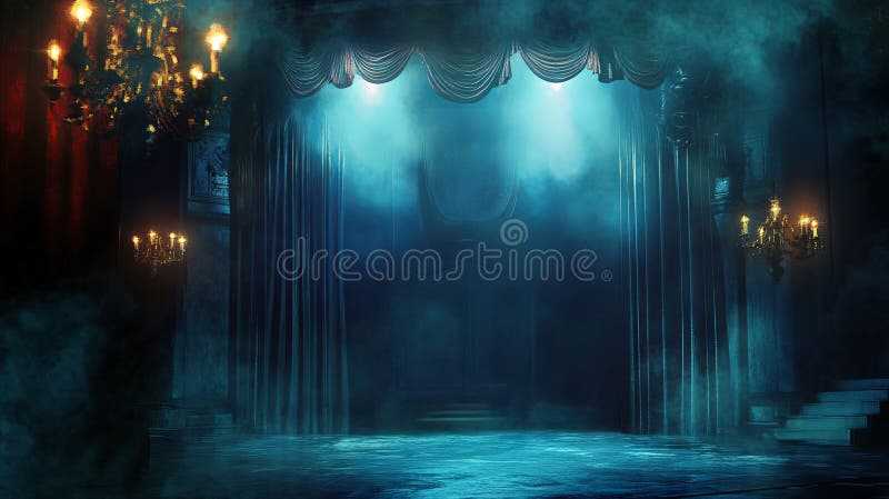 Stage Under Dramatic Lights. Stock Illustration - Illustration of ...