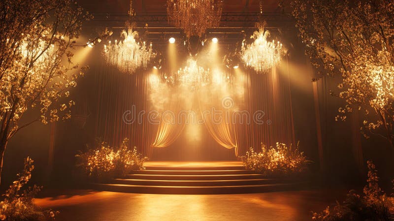 Stage Under Dramatic Lights. Stock Photo - Image of lamp, show: 356192862