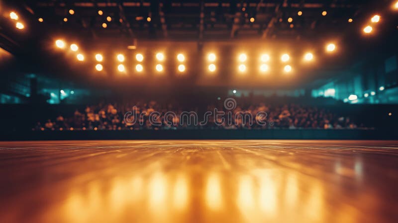 Stage View with Audience and Bright Lights Stock Photo - Image of ...