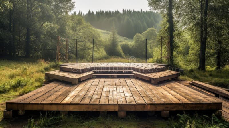 Stage with a Wooden Floor and a Metal Structure Stock Illustration ...