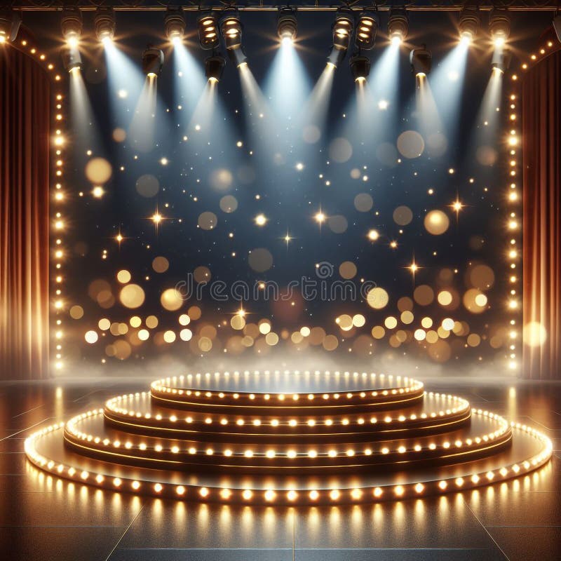 Stage with Yellow Spotlight Circle Stage Stock Illustration ...