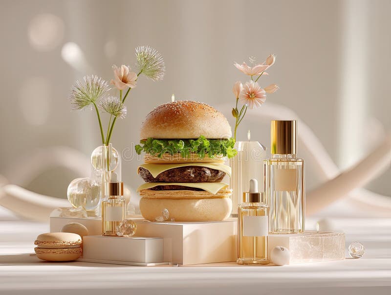 A Staged Arrangement of Objects on a Table-like Surface, Including a ...