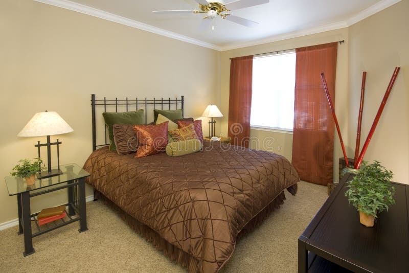 Staged Bedroom stock image. Image of design, home, modern - 13354367