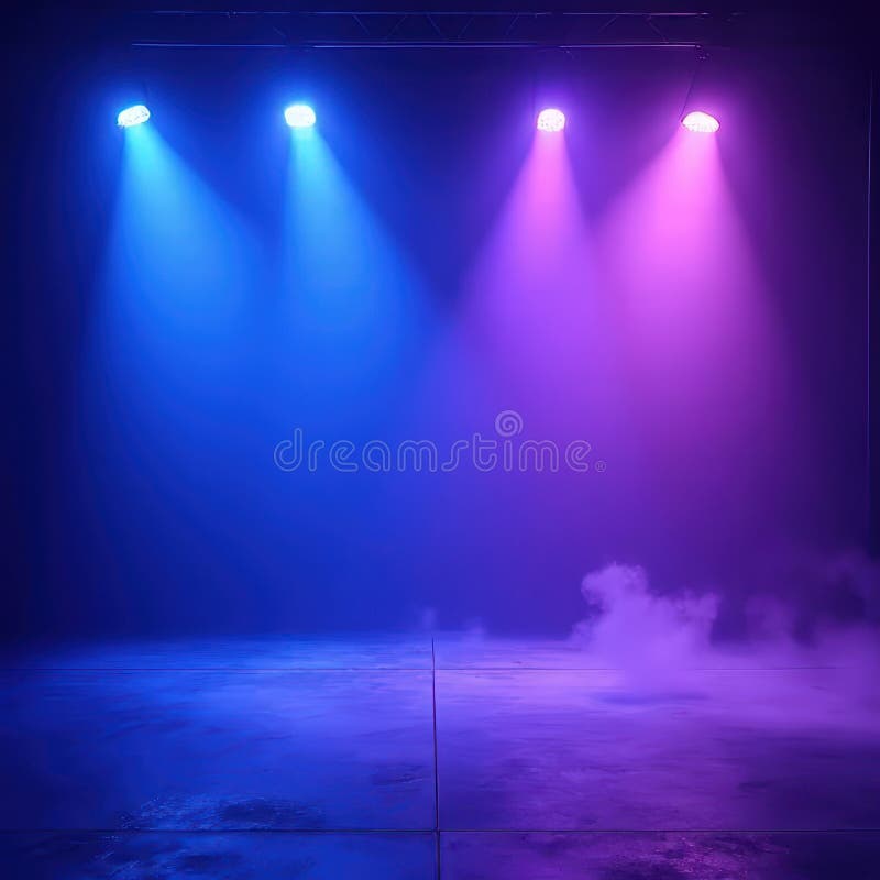 Staged Showcase: Vacant Arena, Colored Wall, Illuminated by Spots ...