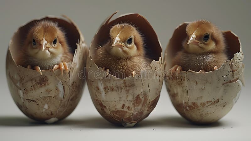 Stages of Chicken Hatching. Newborn Baby Cute Chick Stock Photo - Image ...