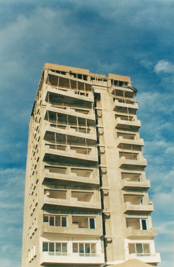 Hotel Tower Construction Process in Front of the Sea Stock Photo ...