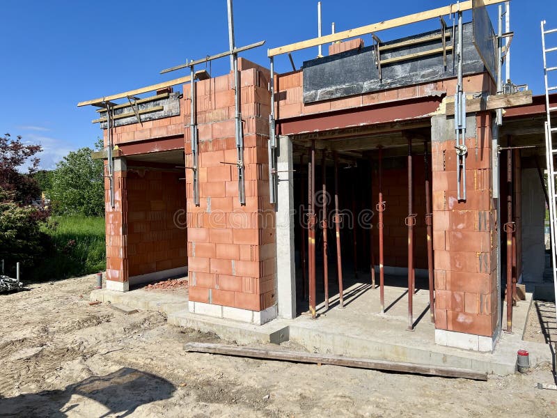 Stages of Construction of a Private House Stock Image - Image of ...