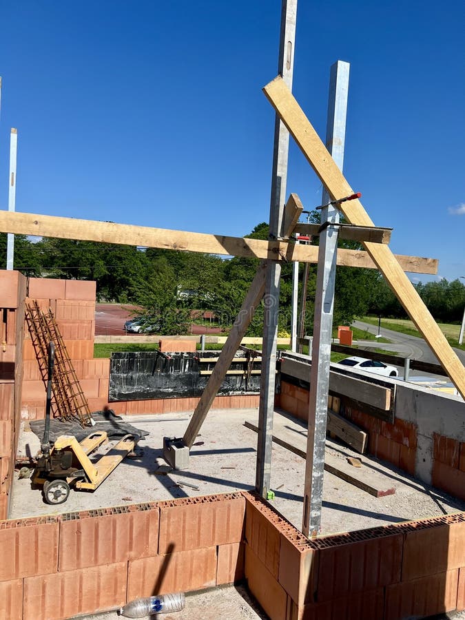 Stages of Construction of a Private House Stock Image - Image of ...