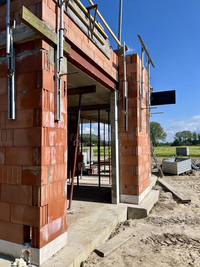 Stages of Construction of a Private House Stock Image - Image of scaffolding, paper: 384208213