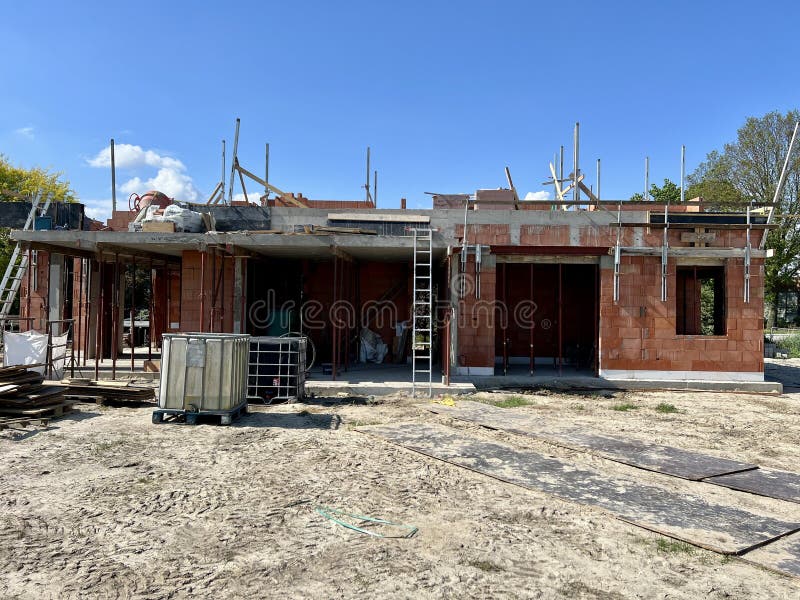 Stages of Construction of a Private House Stock Photo - Image of ...