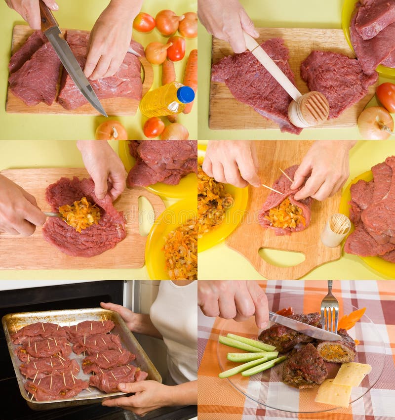Stages of Cooking Stuffed Beef Stock Image - Image of chef, baked: 21767169