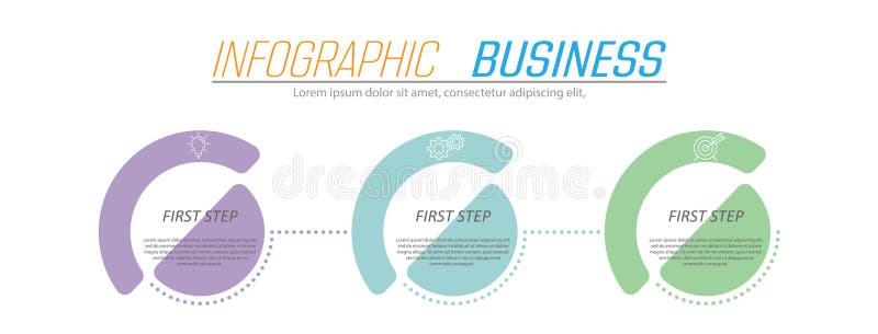 3 Stages of Development, Improvement or Training. Infographics with ...