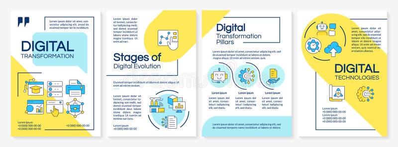 Stages of Digital Evolution Blue and Yellow Brochure Layout Stock ...