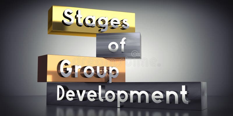 Stages of Group Development - Words on Metal Blocks Stock Illustration ...