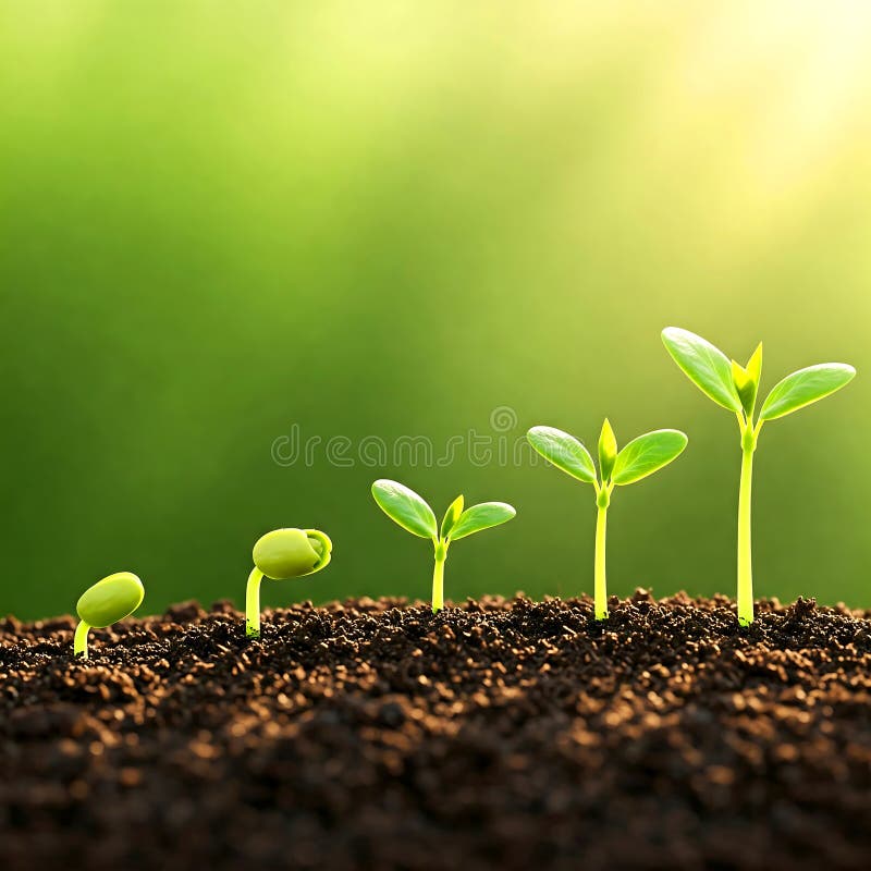 Stages of Growth: Seedling Development in a Natural Setting Stock ...