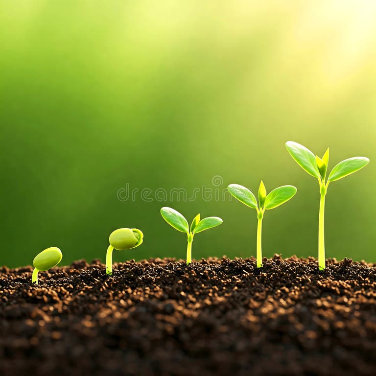 Stages of Growth: Seedling Development in a Natural Setting Stock ...