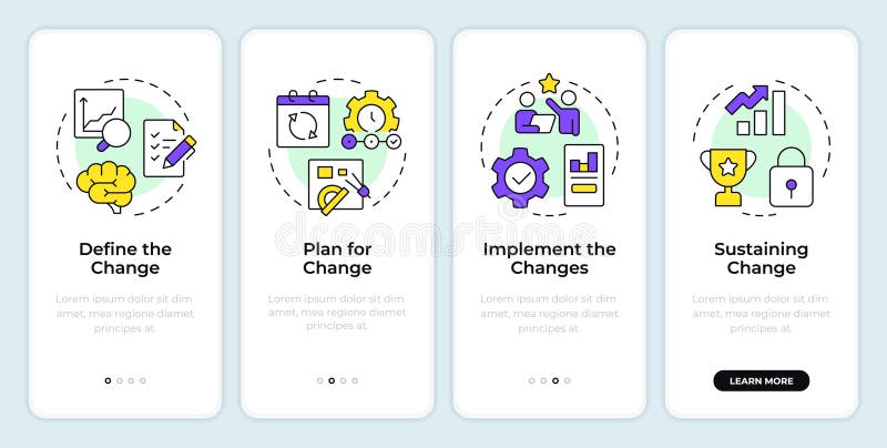 Stages of Organizational Change Onboarding Mobile App Screen Stock ...