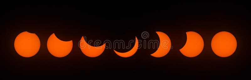 Stages of Partial Solar Eclipse on August 21, 2017 Stock Image - Image ...