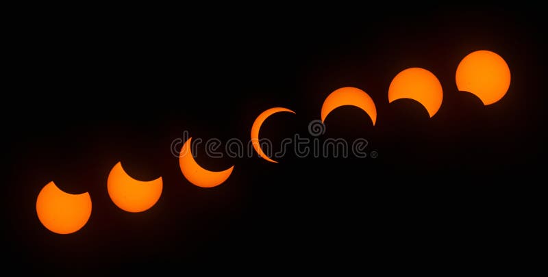 Stages of Partial Solar Eclipse on October 14, 2023 Stock Image - Image ...
