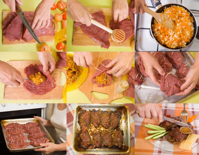 Stages of Preparation Stuffed Beef Stock Image - Image of hand, poultry ...