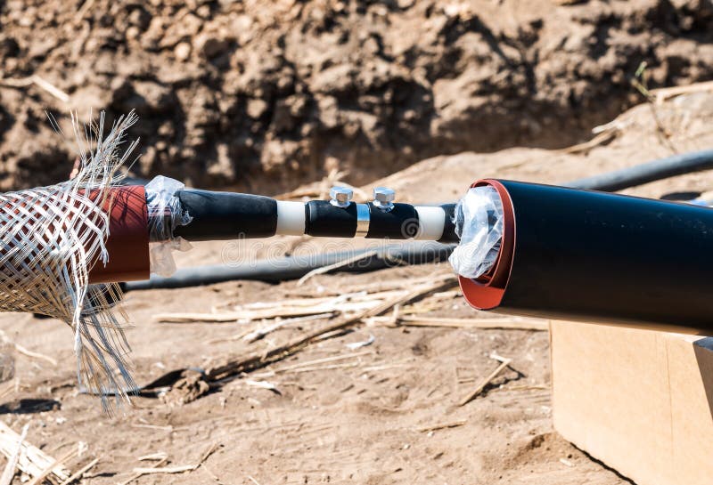 Stages of Processes of Cable Coupling Up To 35 Thousand Volts Stock ...