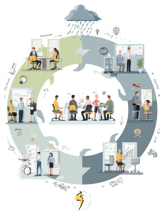 Stages of Team Development Illustrated with Icons Showcasing Forming ...