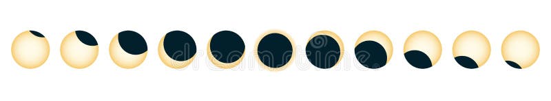 Stages of Total Solar Eclipse Stock Illustration - Illustration of ...