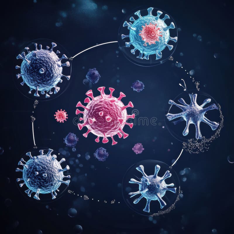 Stages of Virus Lifecycle with Illustrations Showing Penetration ...