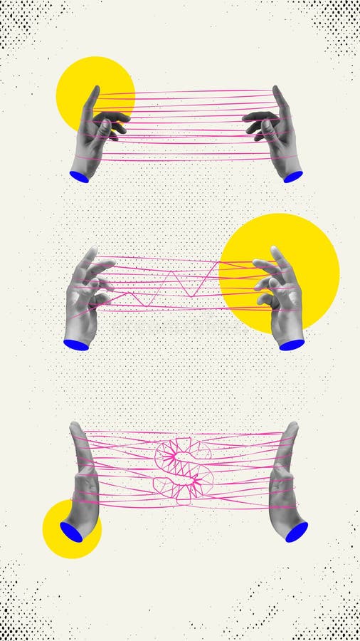 Stages of Work. Human Hands with Strings Symbolizing Generation of ...