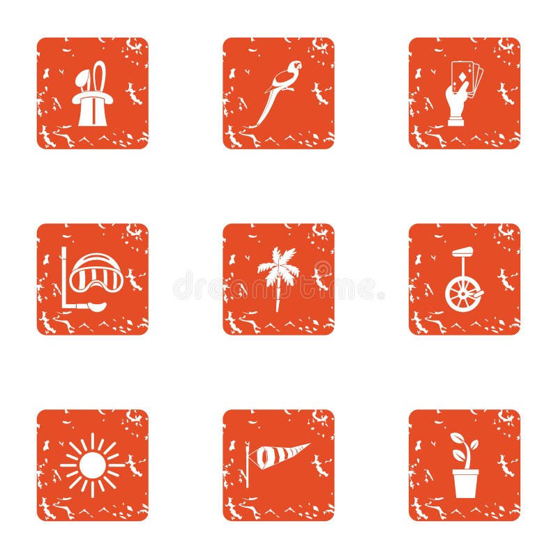 Stagger Icons Set, Grunge Style Stock Vector - Illustration of camping ...