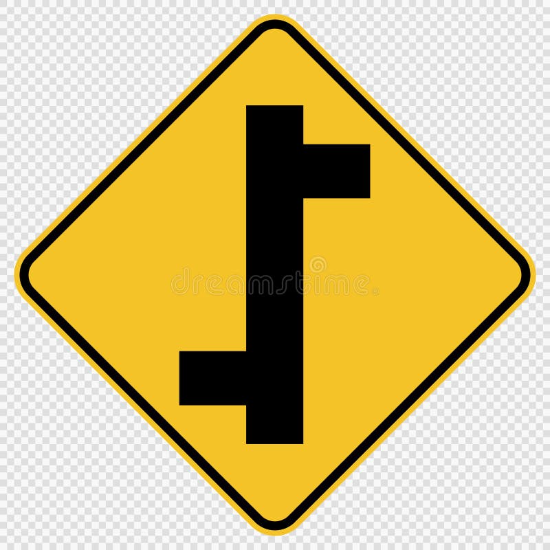 Symbol Staggered Junction Traffic Road Sign On Transparent Background ...