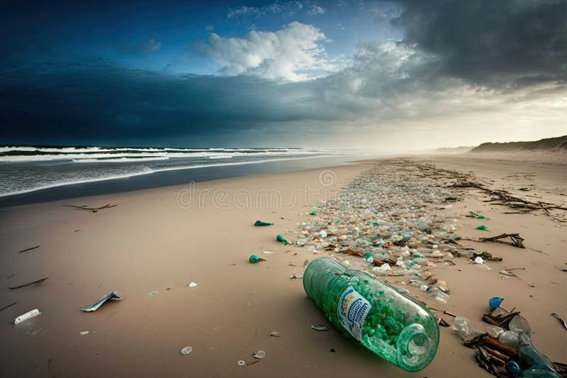Staggering Amount of Plastic Bottle Garbage Washed Up on Beach Stock ...