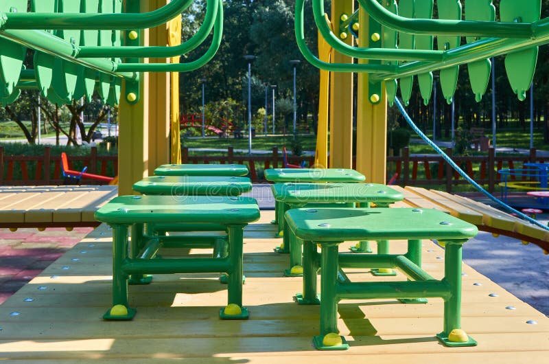 Staggering Steps for Children in the Public Playground Stock Image ...