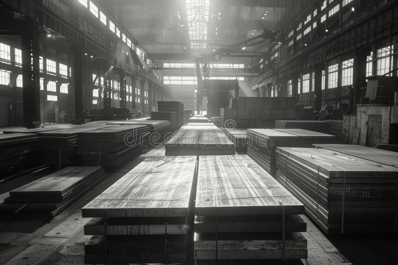 Staging Area with Steel Slabs Prepared for Processing, Featuring ...