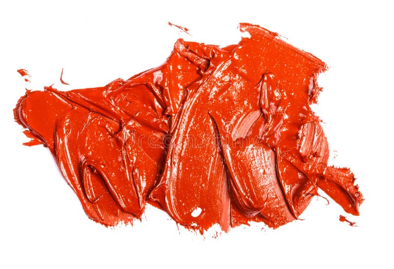 Stain of Red-orange Oil Paint on a White Stock Image - Image of paint ...