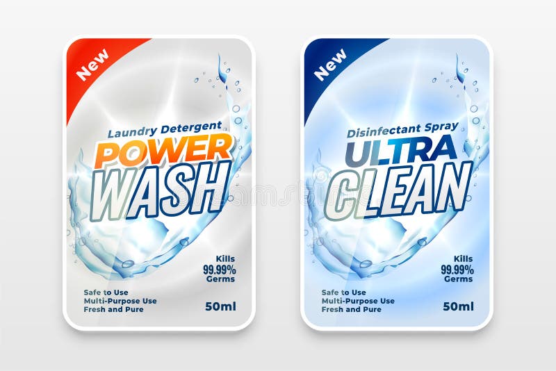 Stain Remover Detergent Cleaner Label Sticker Packaging Design Vector ...