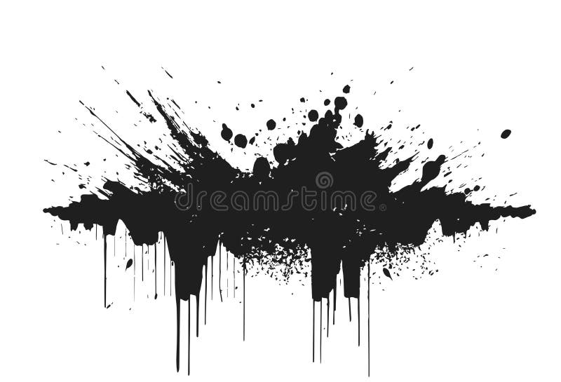 Stain with Splash and Dripping Ink. Grunge Vector Graphic Design ...