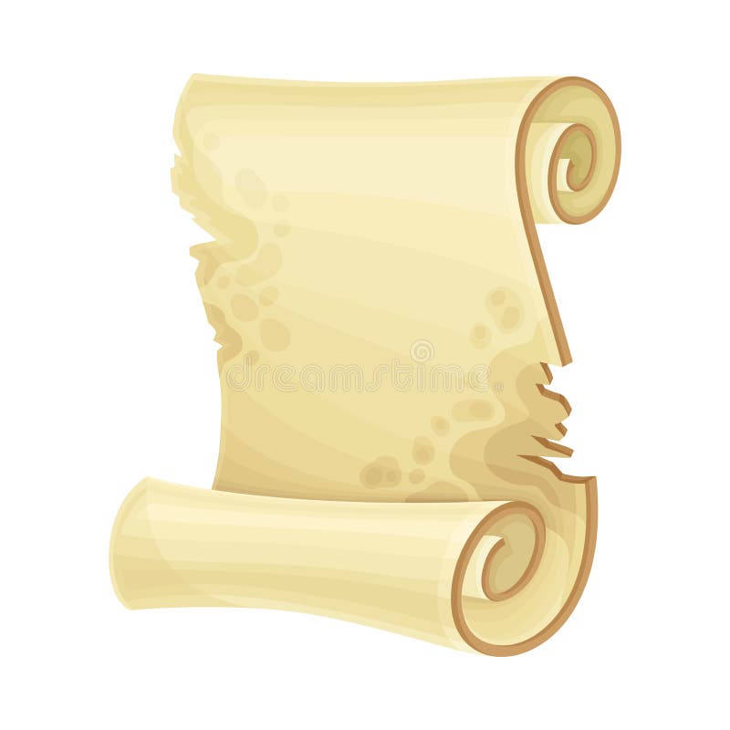 Stained and Aged Papyrus Scroll or Curved Manuscript Vector ...