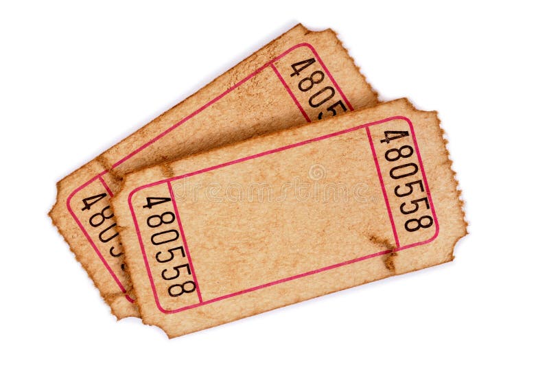 Old Blank Raffle Tickets Isolated White Background Two Pair Cutout ...