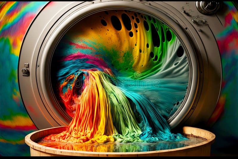 Stained Clothes Multi-colored Things in Drum of Machine Washing Stock ...