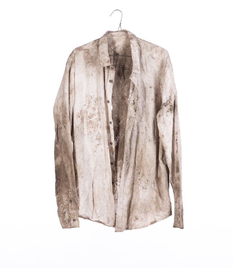 Stained Dirty White Shirt Isolated on White Stock Photo - Image of ...