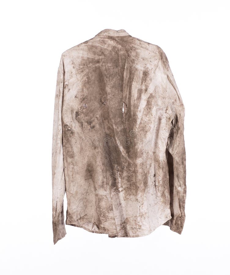 Stained Dirty White Shirt Isolated on White Stock Photo - Image of dirt ...