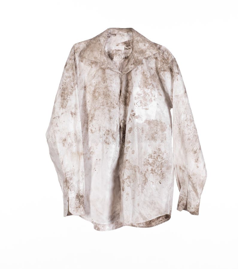 Stained Dirty White Shirt Isolated on White Stock Image - Image of ...