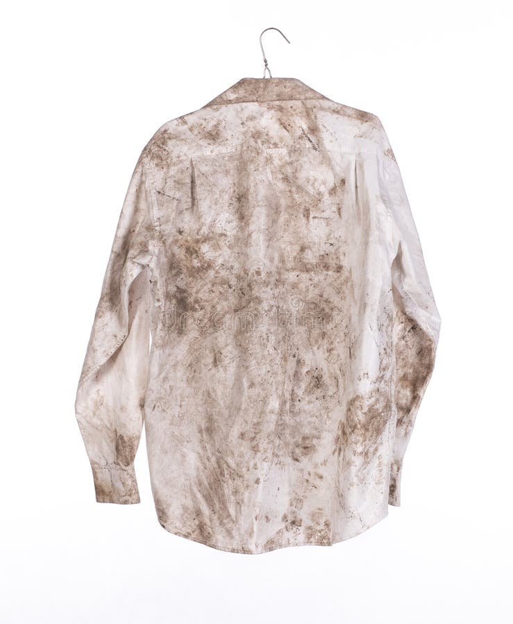 Stained Dirty White Shirt Isolated on White Stock Photo - Image of mess ...