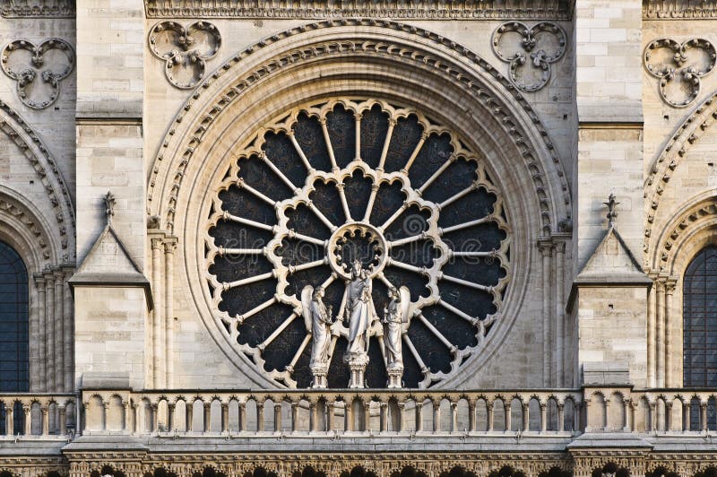 Stained Facade Window of Notre Dame Stock Photo - Image of historic ...