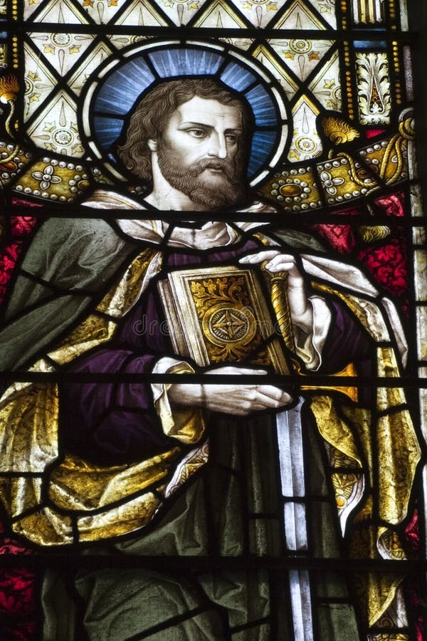 Saint Peter Stained Glass Window Stock Photo - Image of halo, window ...