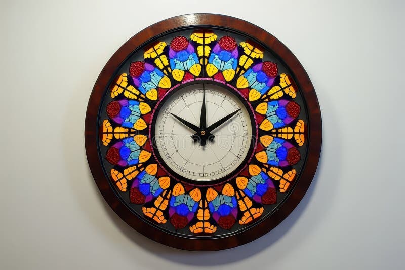 Stained Glass Art Wall Clock with Vibrant Colours and Intricate ...