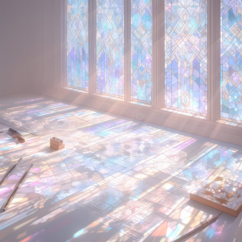 Stained Glass Artisan S Studio - Ethereal Light Stock Illustration ...